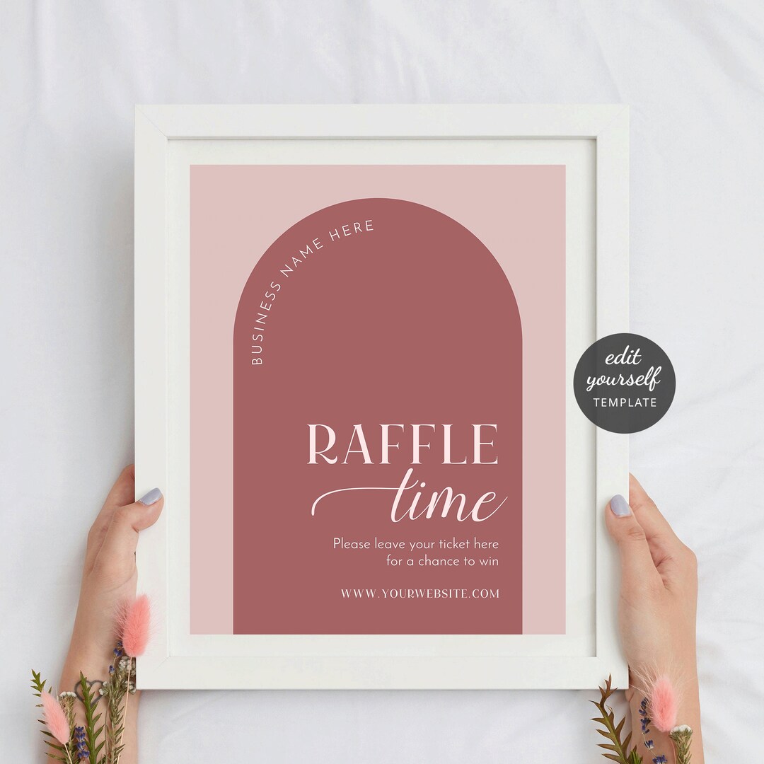 Boho Raffle Sign Template, Business Enter to Win Poster 8x10", Elegant ...