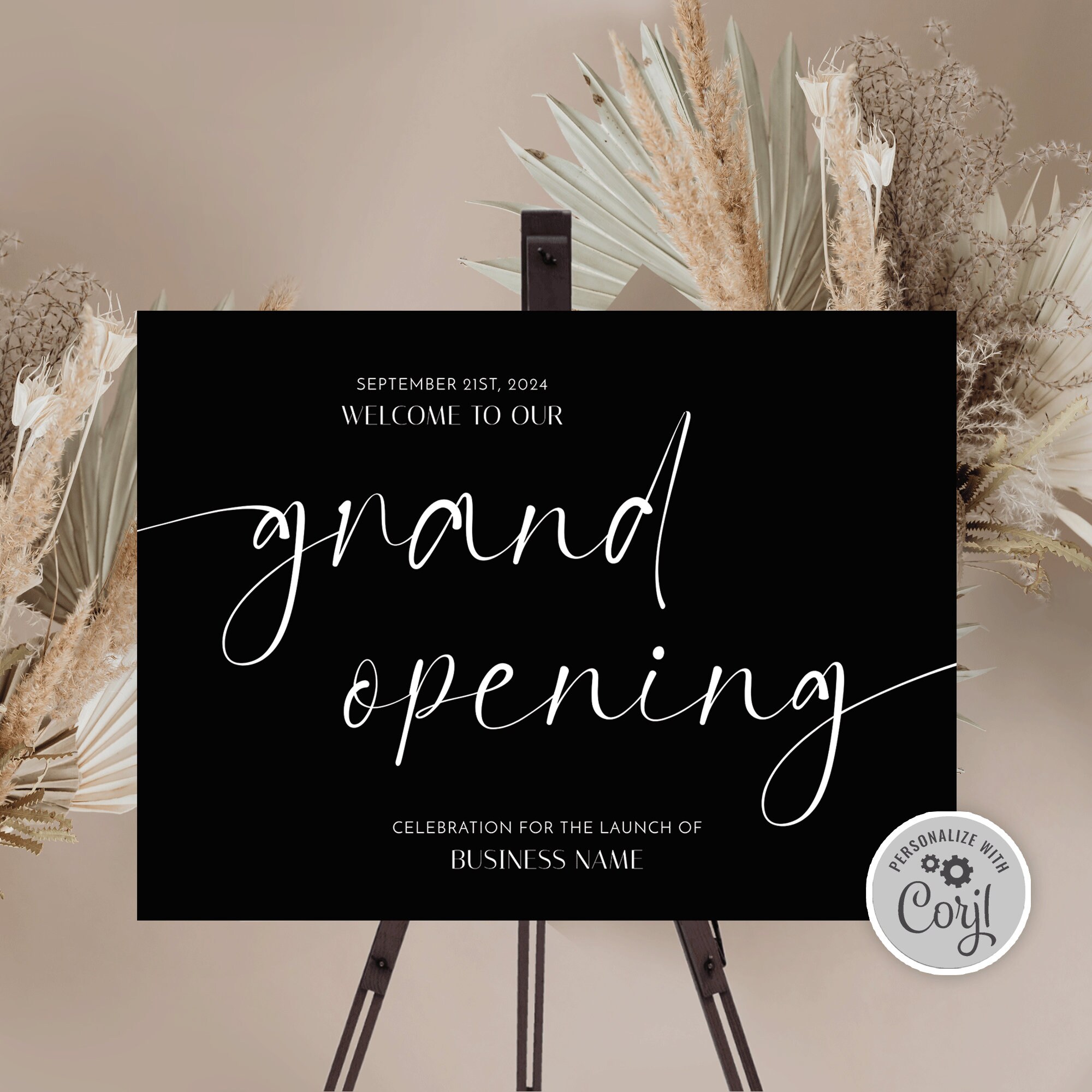 Business Grand Opening Welcome Sign Template, Elegant Boutique Launch ...