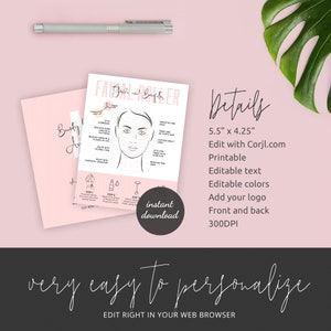 Face Roller Care Card Template, Editable Quartz Roller Facial Diagram ...