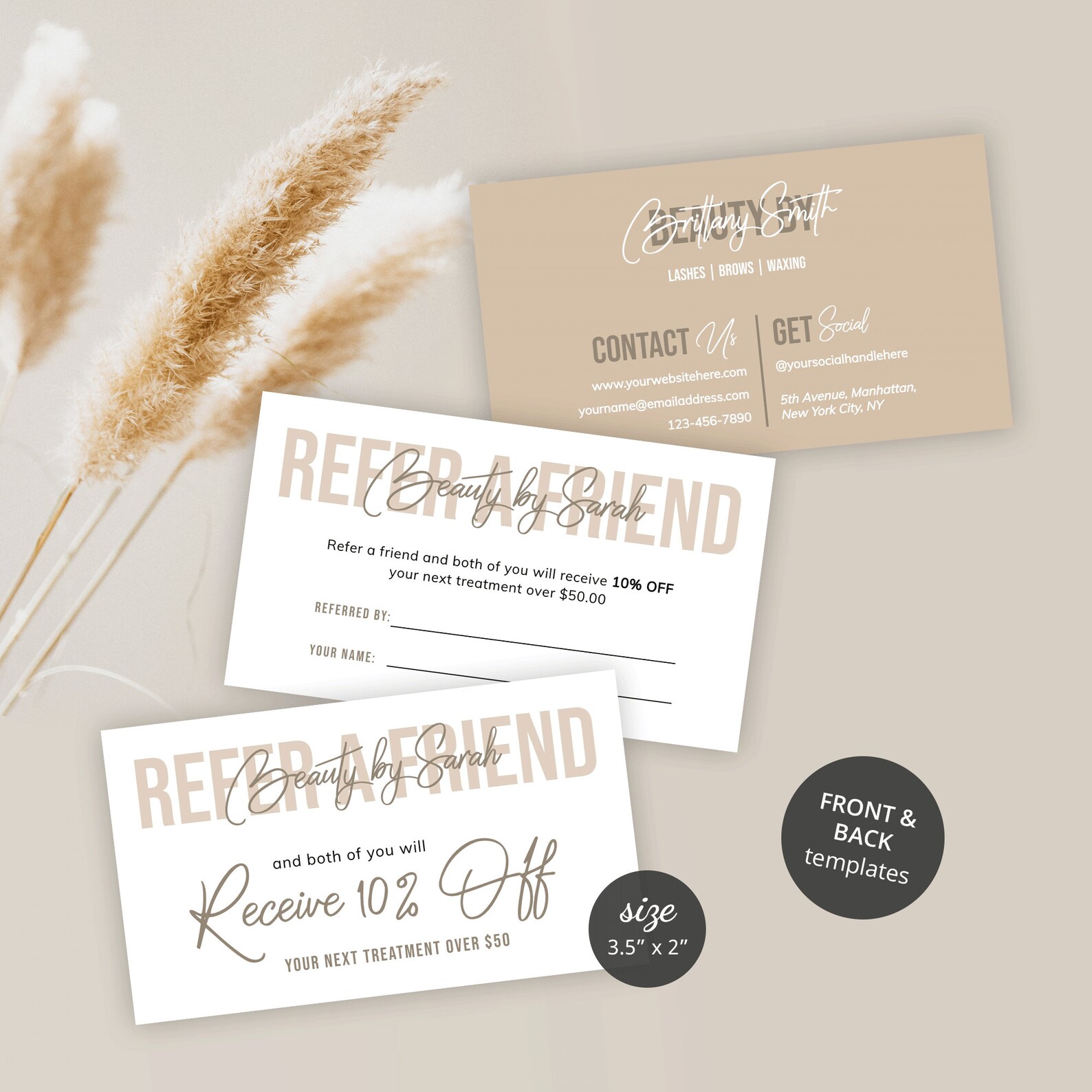 Refer a Friend Template Editable Client Referral Card | Etsy