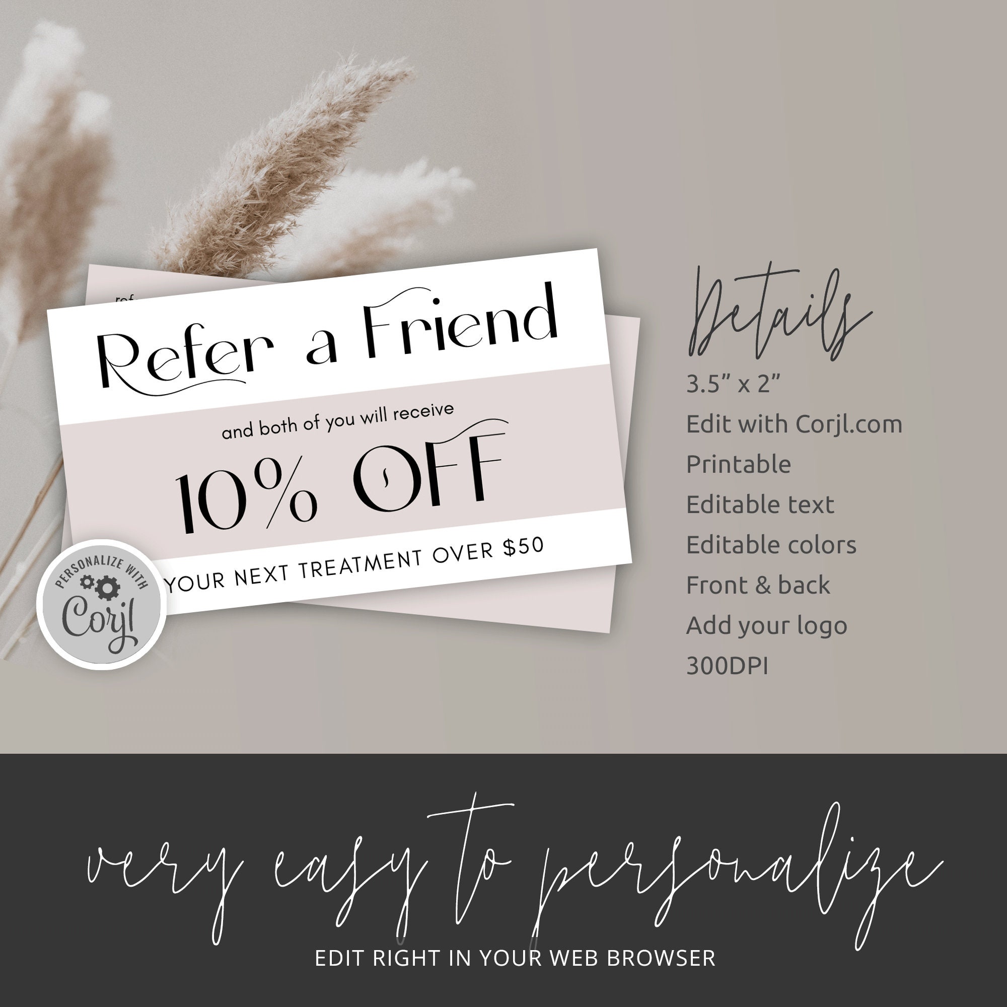 Refer a Friend Template Editable Client Referral Card - Etsy