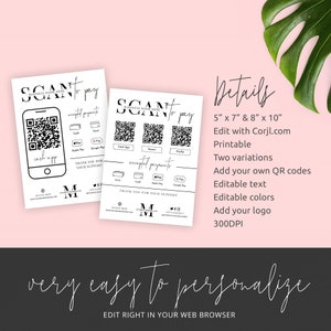 Editable Scan to Pay QR Code Template, Minimalist Scan Here Sign Design ...