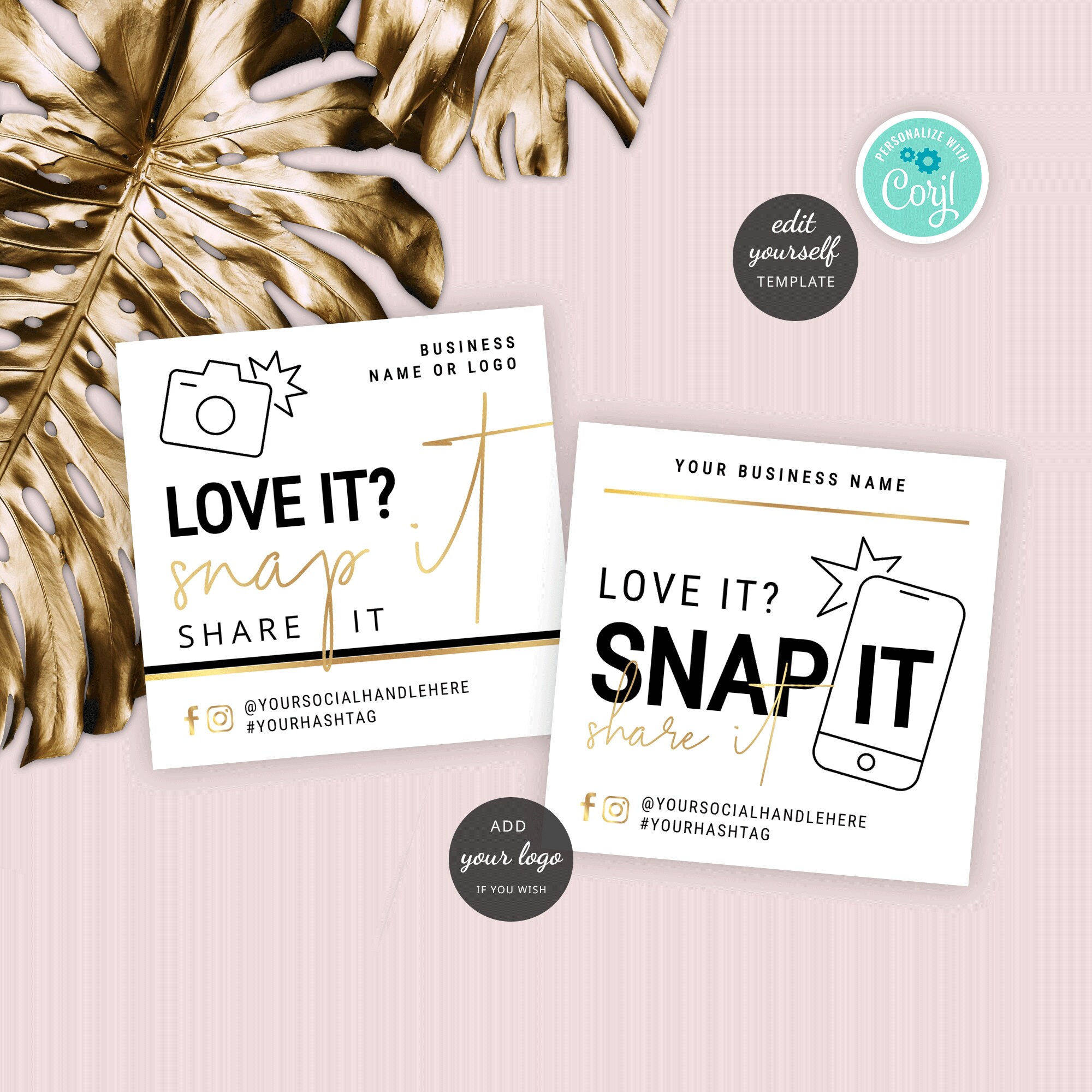 Love Snap Share Template Black & Gold Editable Share on - Etsy