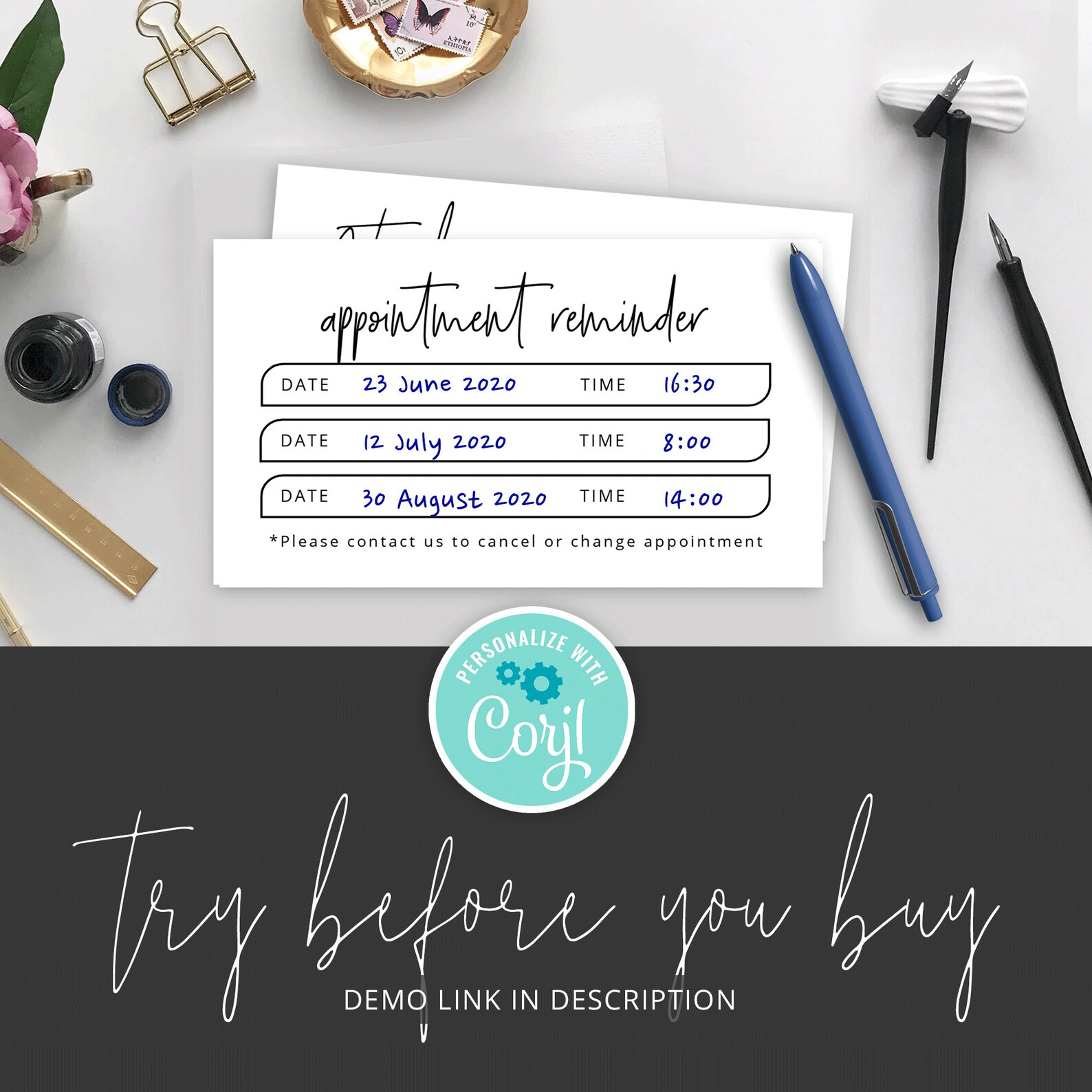 Printable Appointment Card Minimal Booking Reminder Template | Etsy