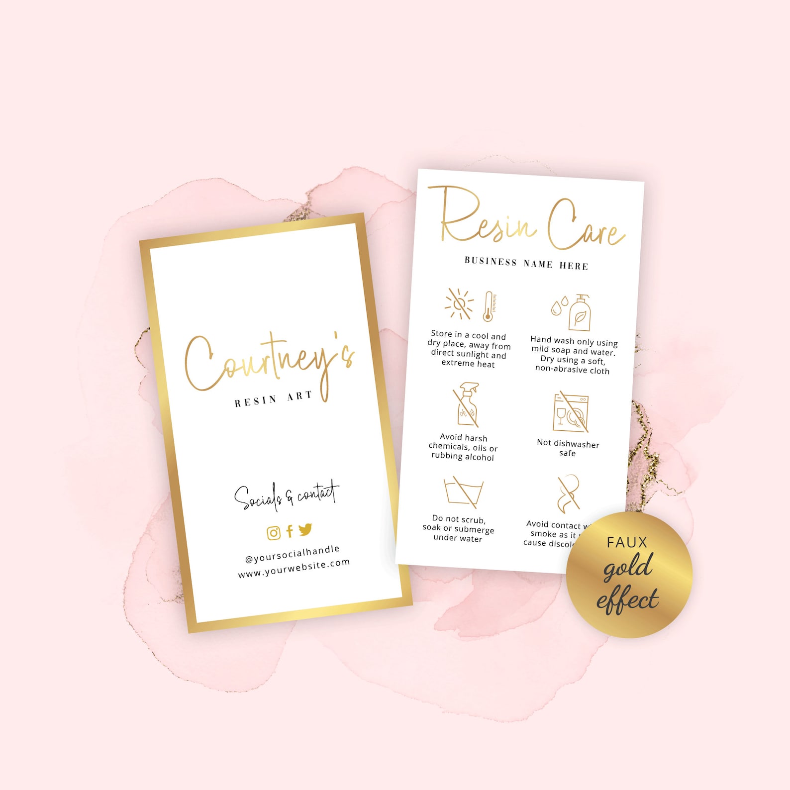 Resin Product Care Card Template INSTANT Resin Coasters Care - Etsy