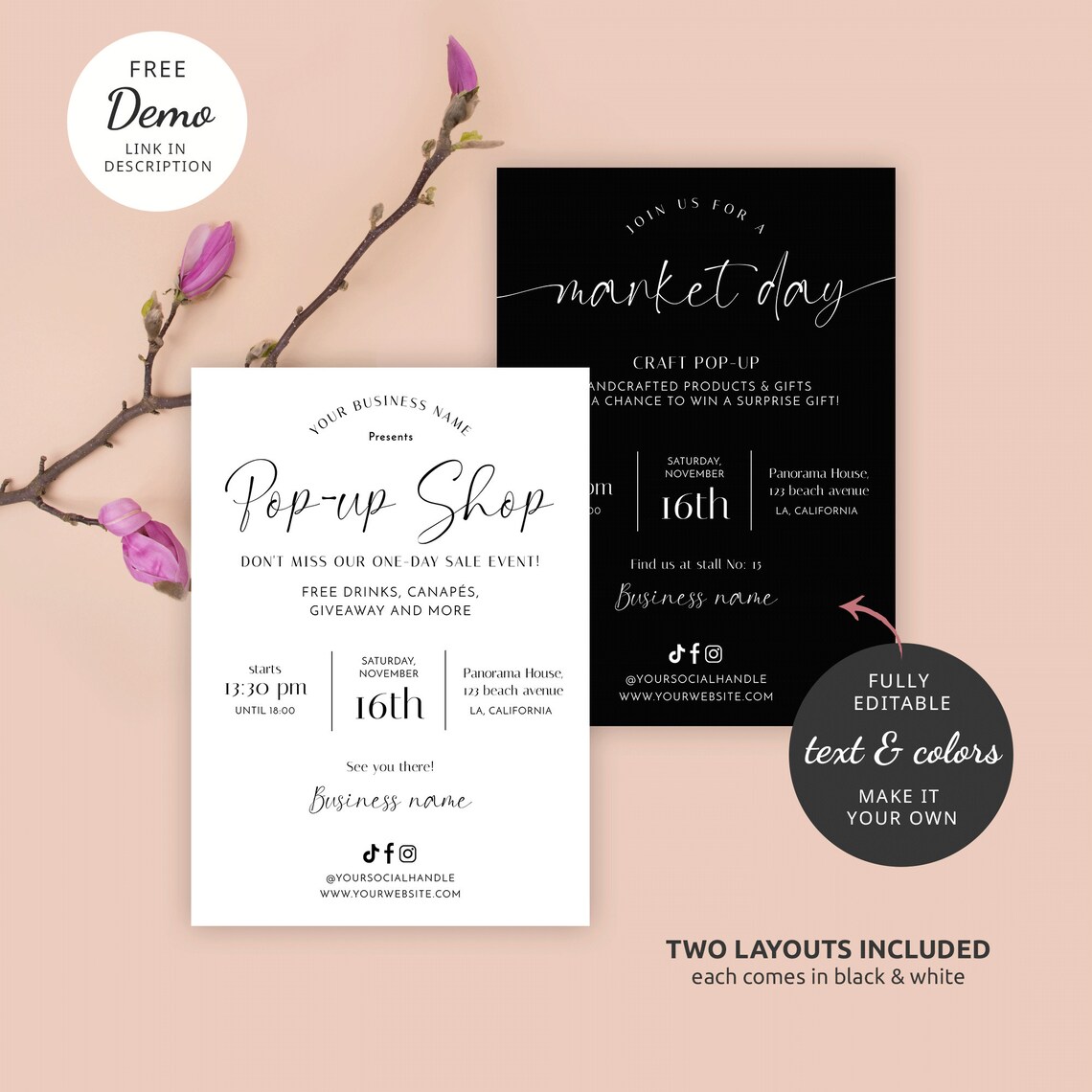 Market Day Flyer Template, Editable Pop up Shop Leaflet, Business Event ...