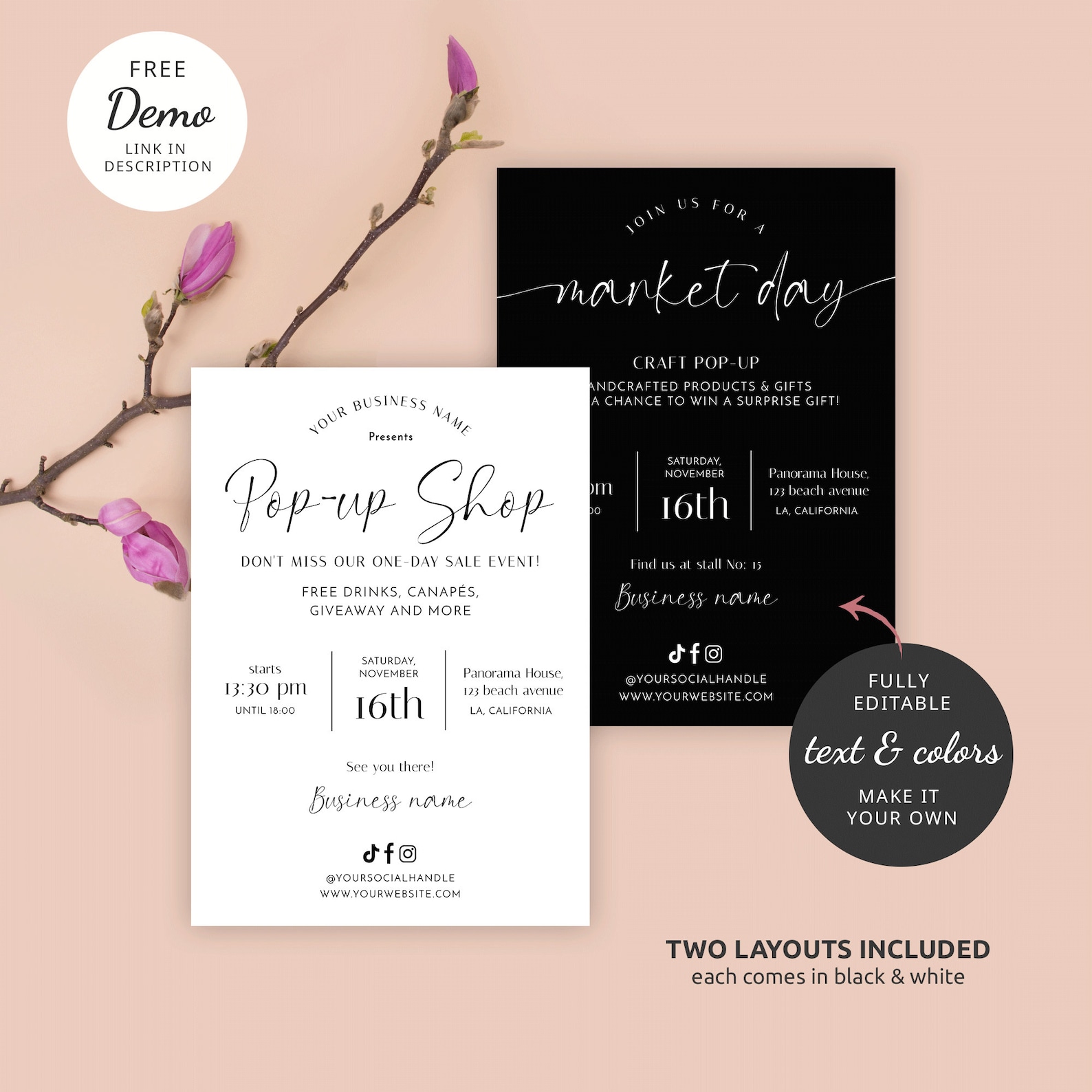 Market Day Flyer Template, Editable Pop up Shop Leaflet, Business Event ...