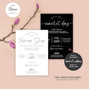 Market Day Flyer Template, Editable Pop up Shop Leaflet, Business Event ...