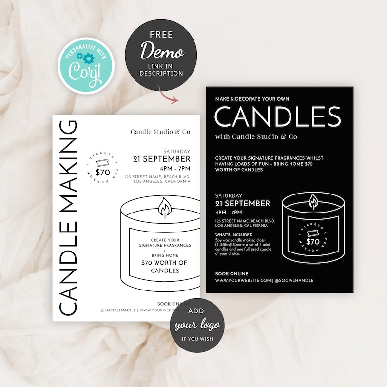 Candle Making Flyer Template, Candle Class Promo Flyer, Editable Candle ...
