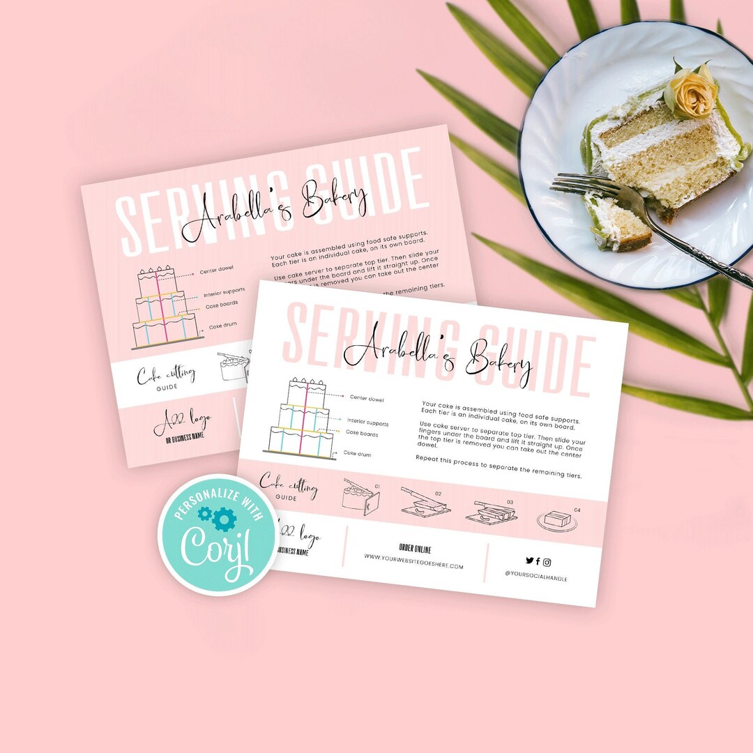 Custom Cake Serving Guide Template, Tiered Cake Disassemble ...