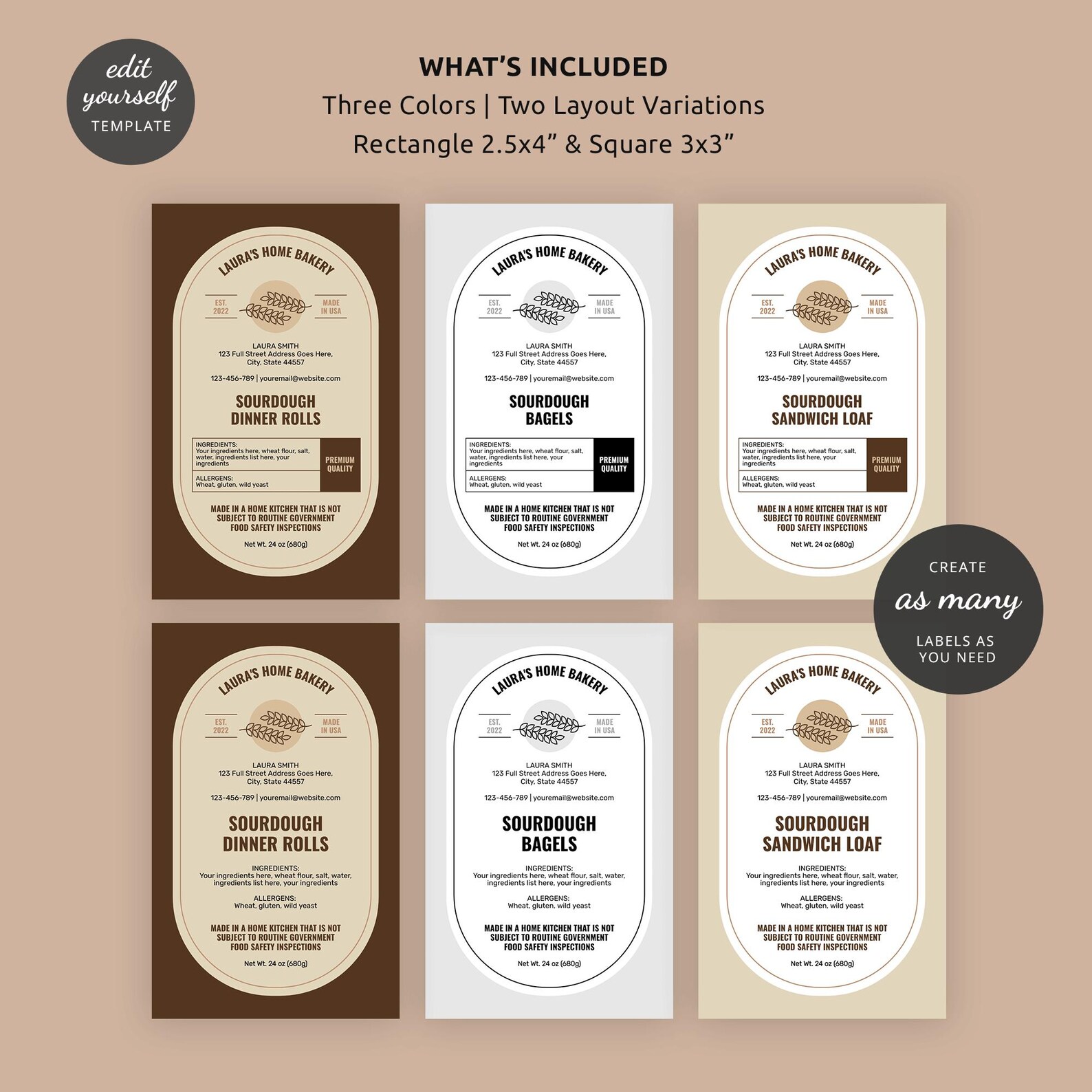 Bread Labels Template, Trendy Beige Cottage Law Sticker Design, DIY ...