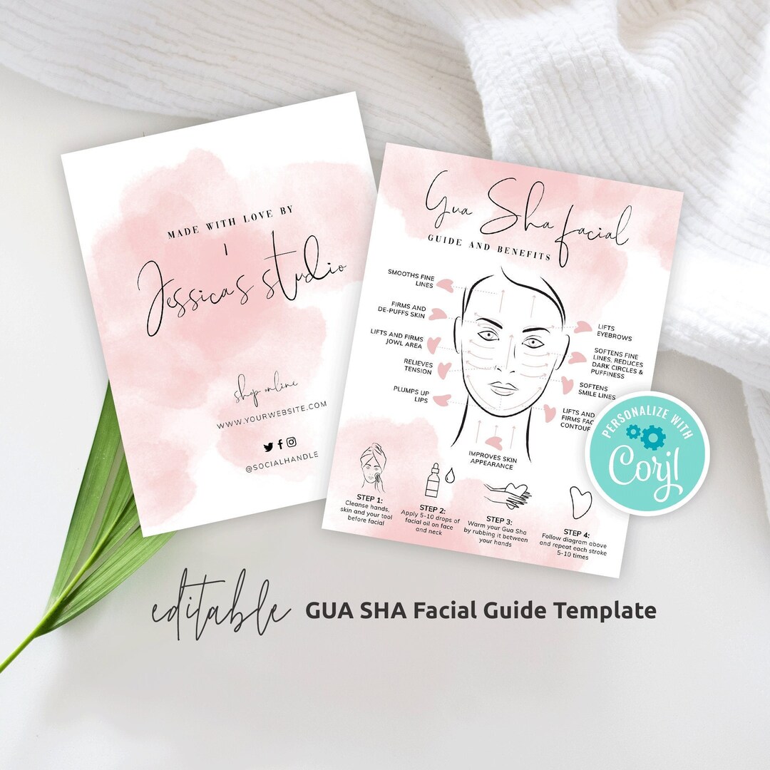 GUA SHA Massage Guide Template, Custom Guasha Care Card, Printable Jade ...