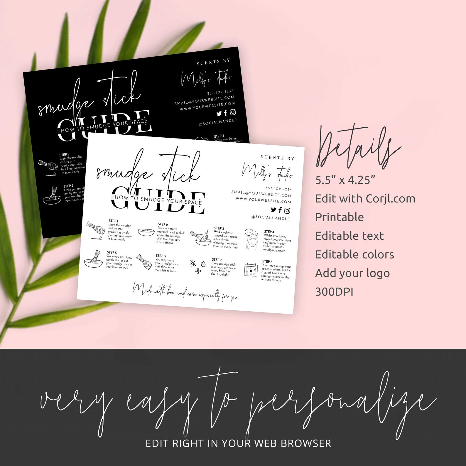 Custom Smudge Stick Guide Template How to Smudge Your Home - Etsy