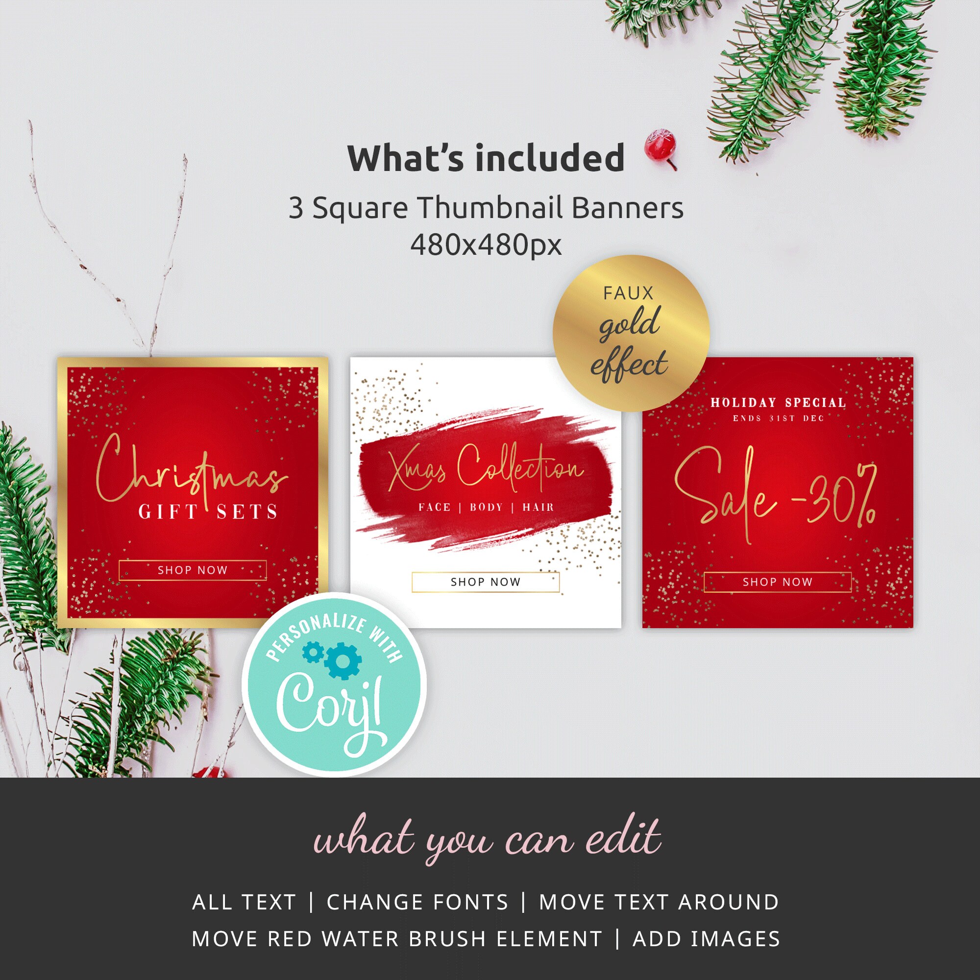 Christmas Website Banner Template Editable Holiday Web - Etsy