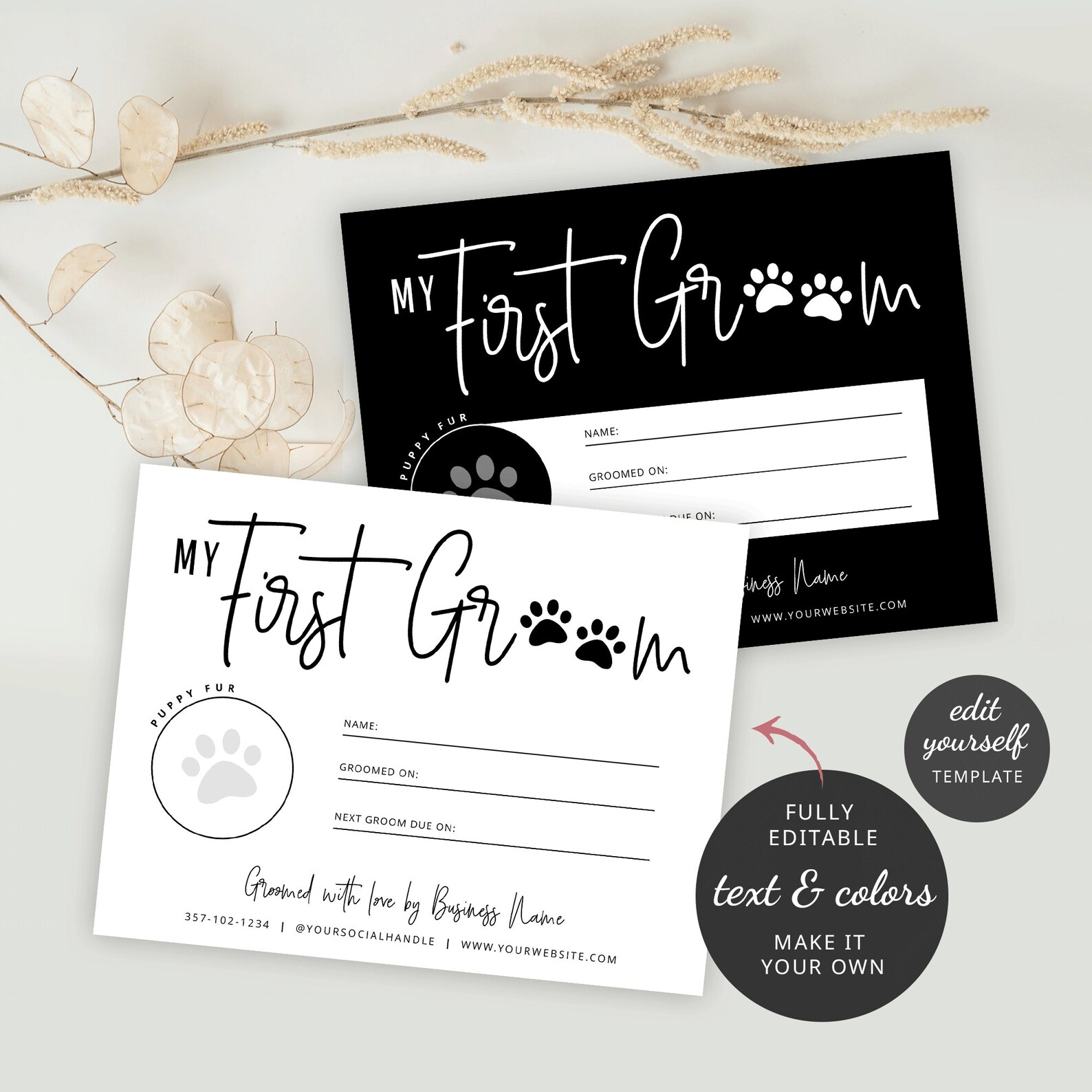 My First Groom Certificate Template Editable Pet Groomer - Etsy