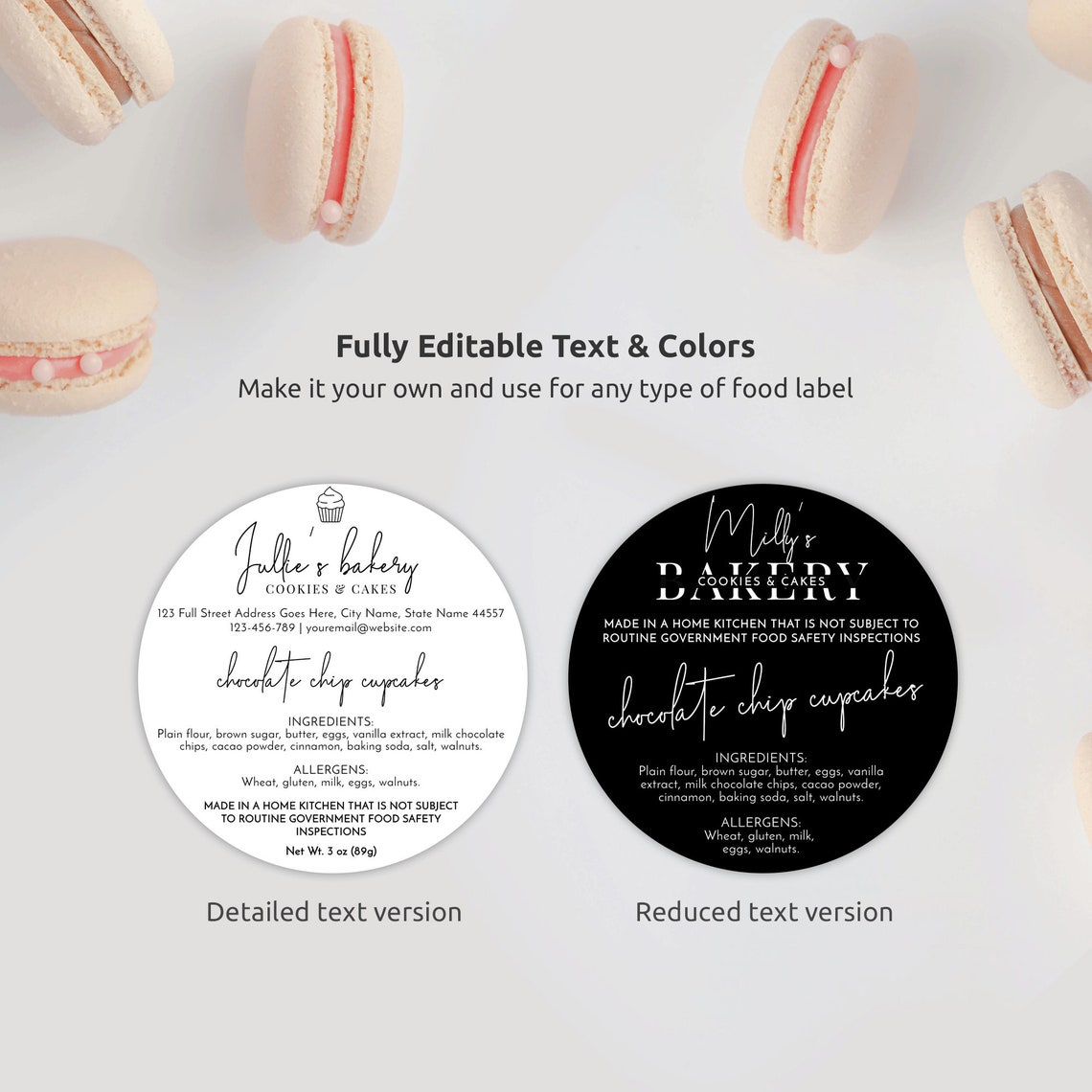 Food License Labels Template Minimalist Ingredients Sticker - Etsy