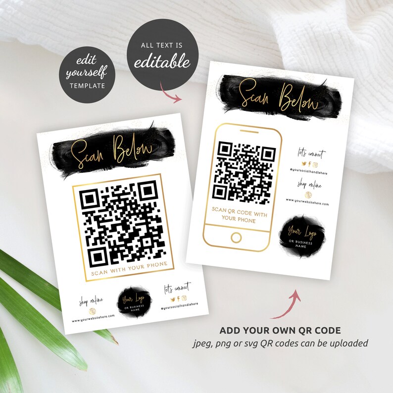 QR Code Board Template Editable QR Scan Sign Design Black & - Etsy