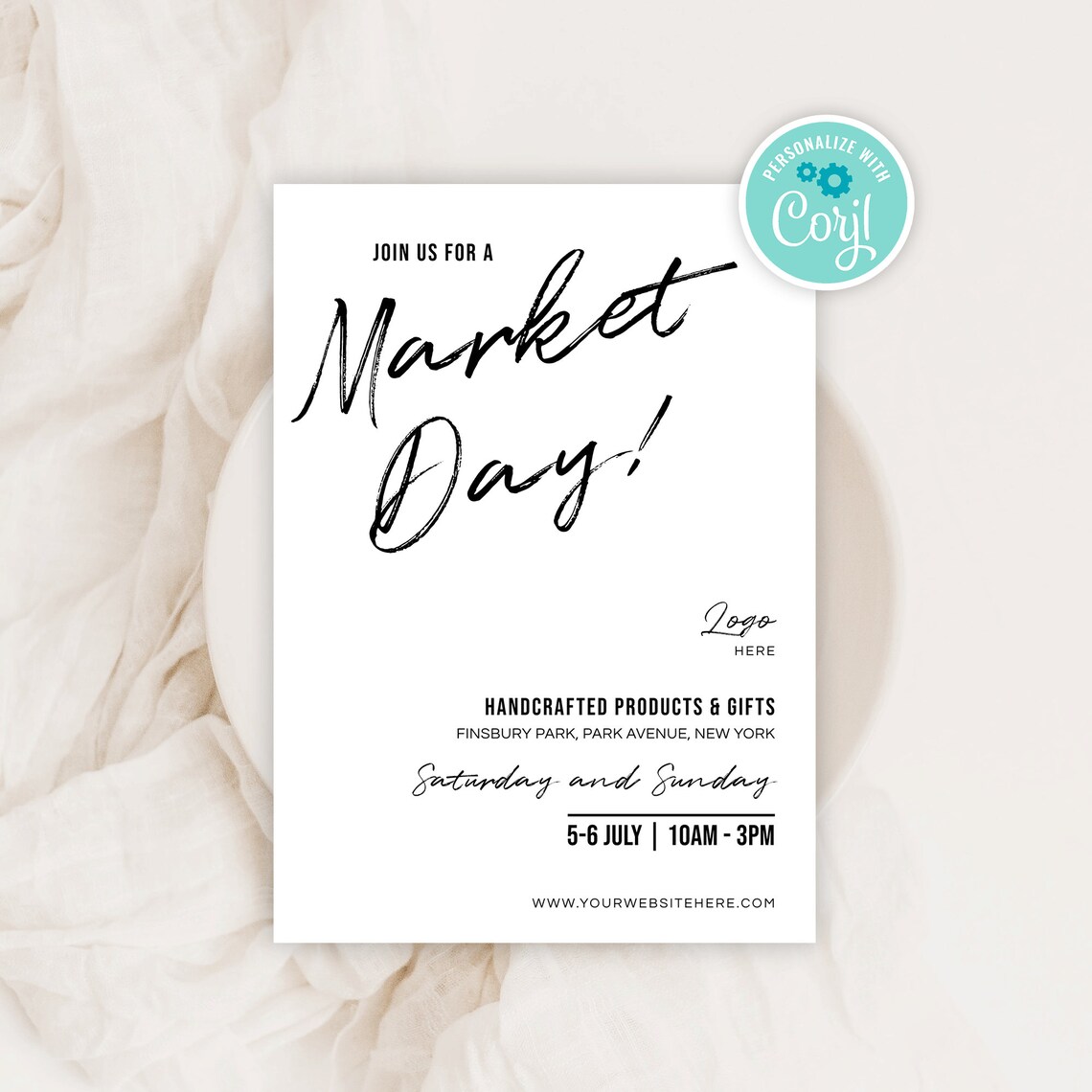 Minimalist Market Day Flyer Template Editable Market Stall - Etsy