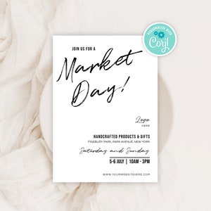 Minimalist Market Day Flyer Template, Editable Market Stall Invite ...