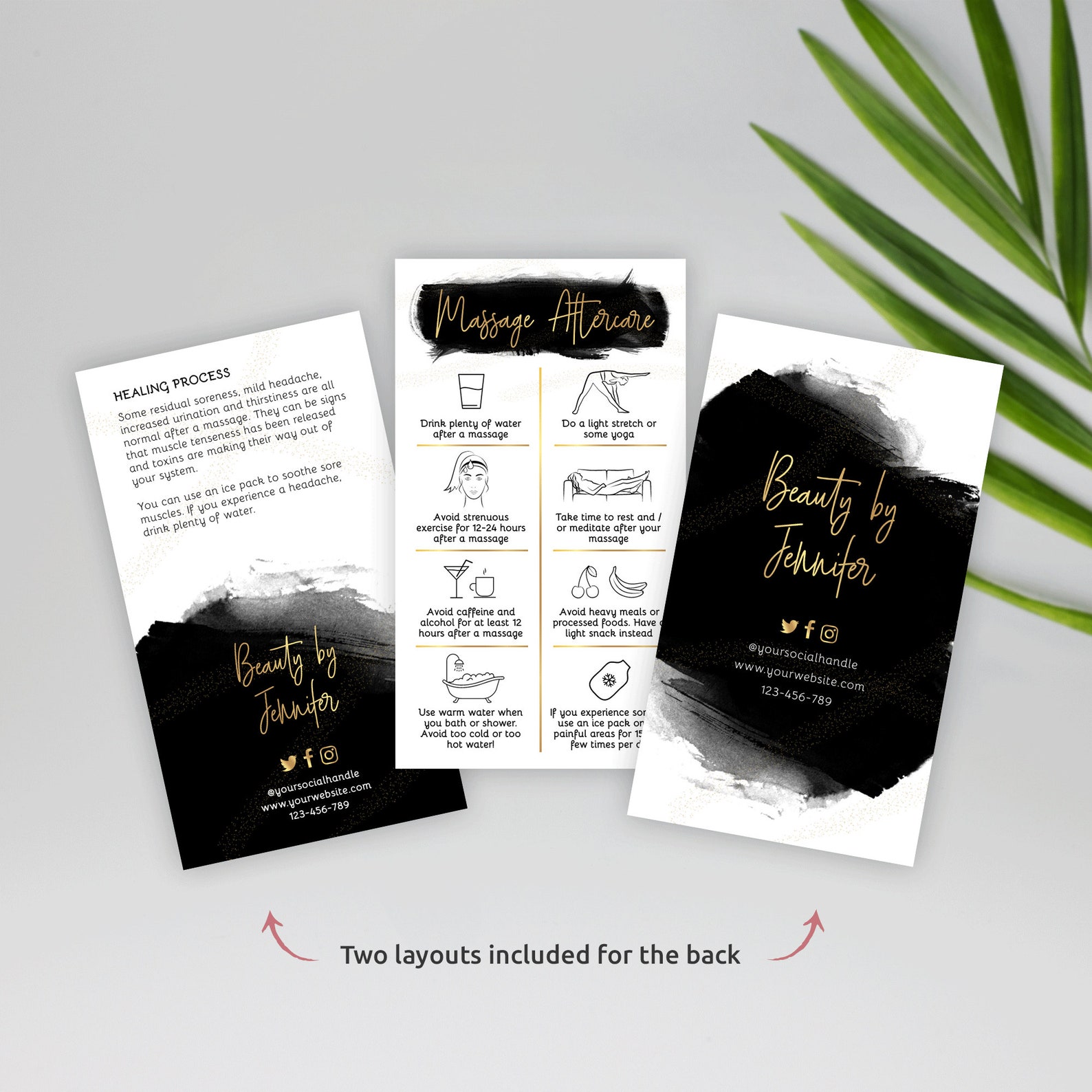 Massage Care Card Template, Editable Massage Aftercare Guide, Printable ...