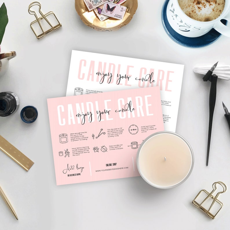 Customizable Candle Care Guide Feminine Candle Care Card - Etsy