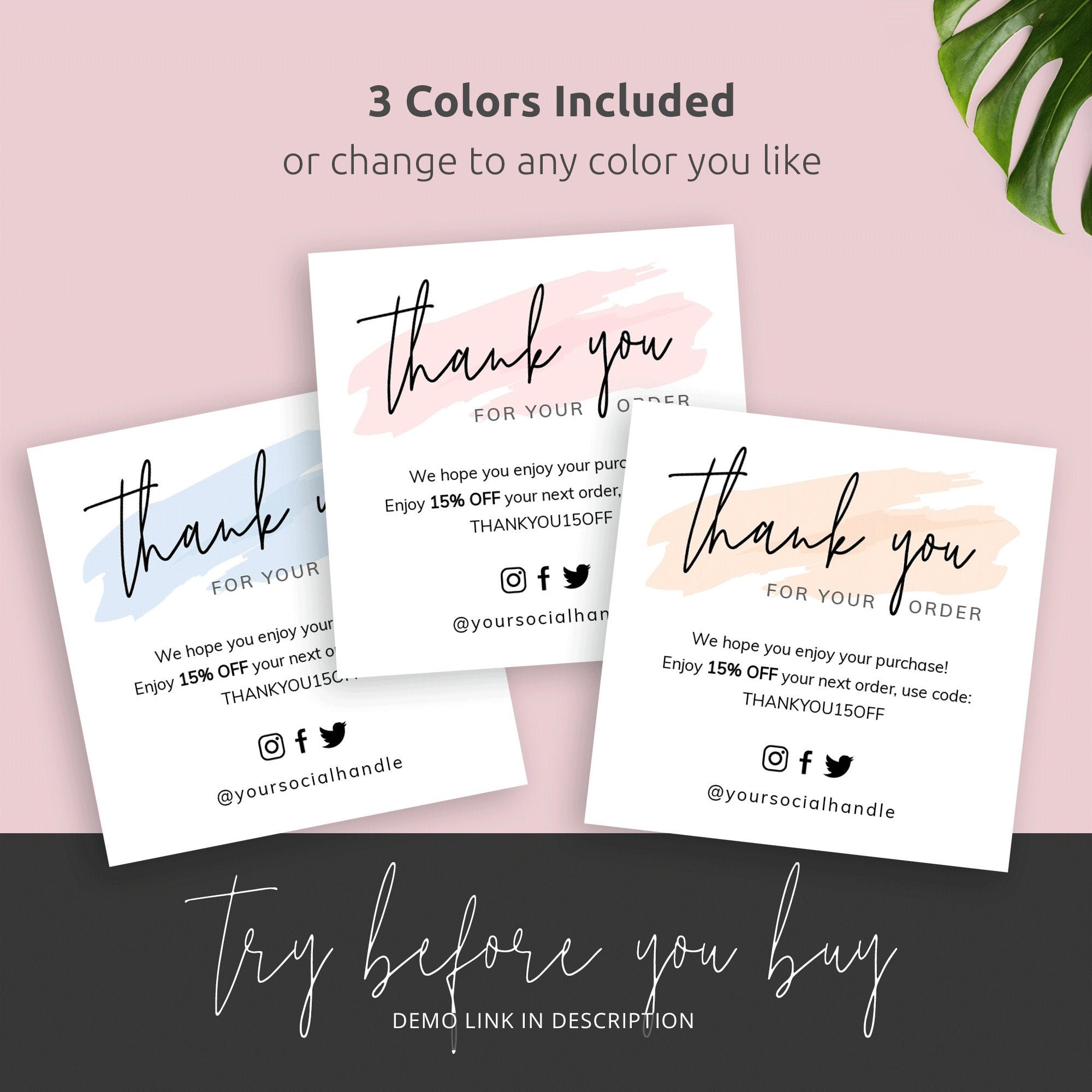 MINI Thank You Card Template Customizable Business Thank You | Etsy