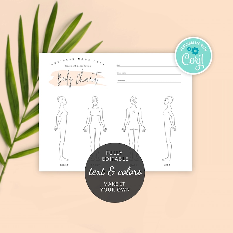 Body Chart Template Editable Beauty Salon Consultation | Etsy