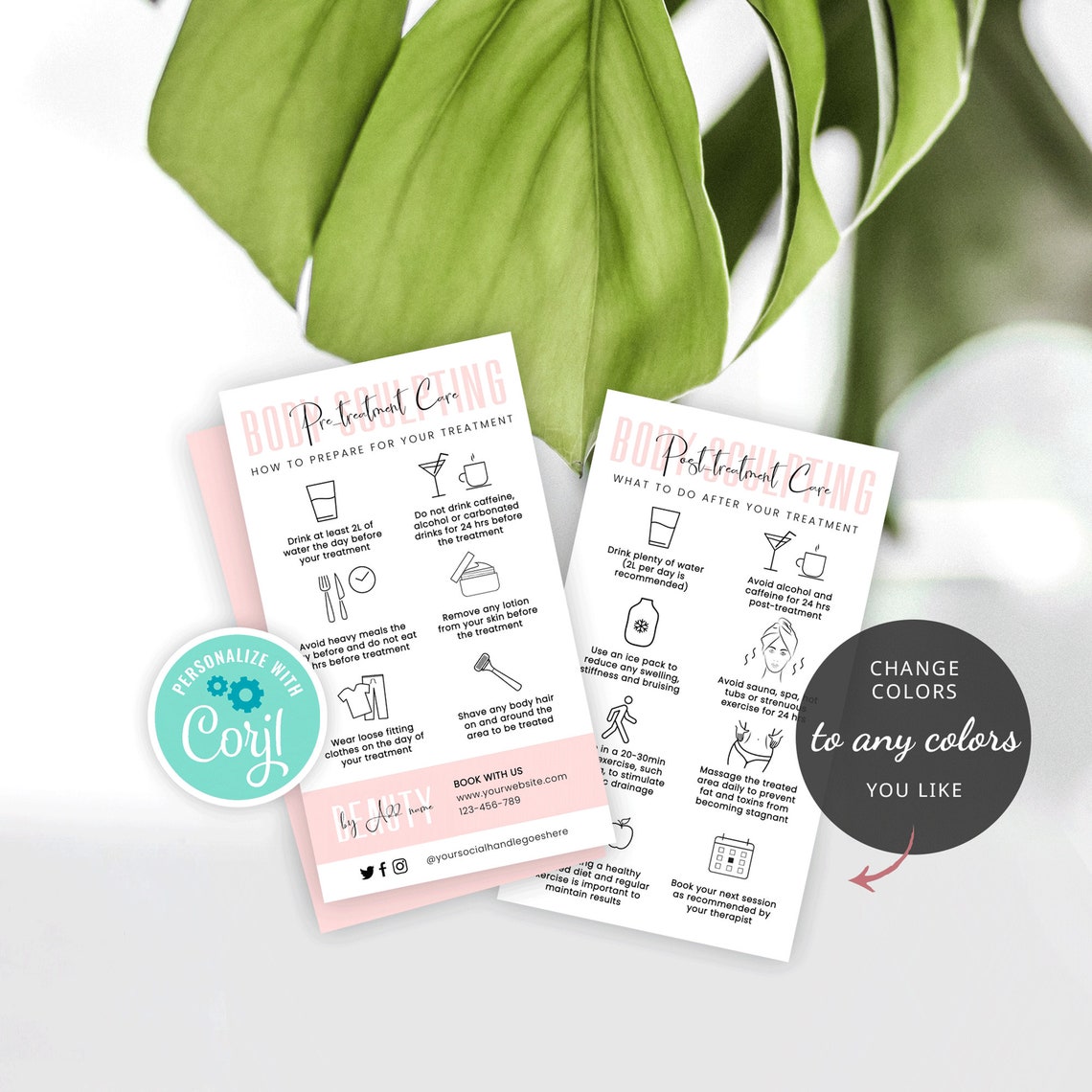 Body Sculpting Pre and Post Care Template, Editable Body Contouring ...