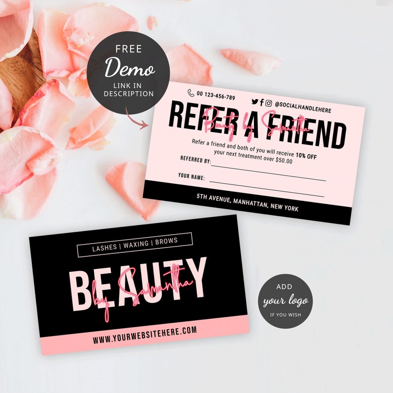 Neon Text Refer a Friend Template Modern Client Referral | Etsy