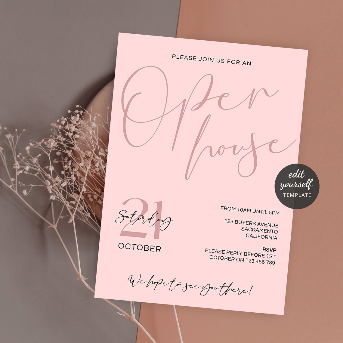 Editable Open House Invite Template Feminine Realtor - Etsy