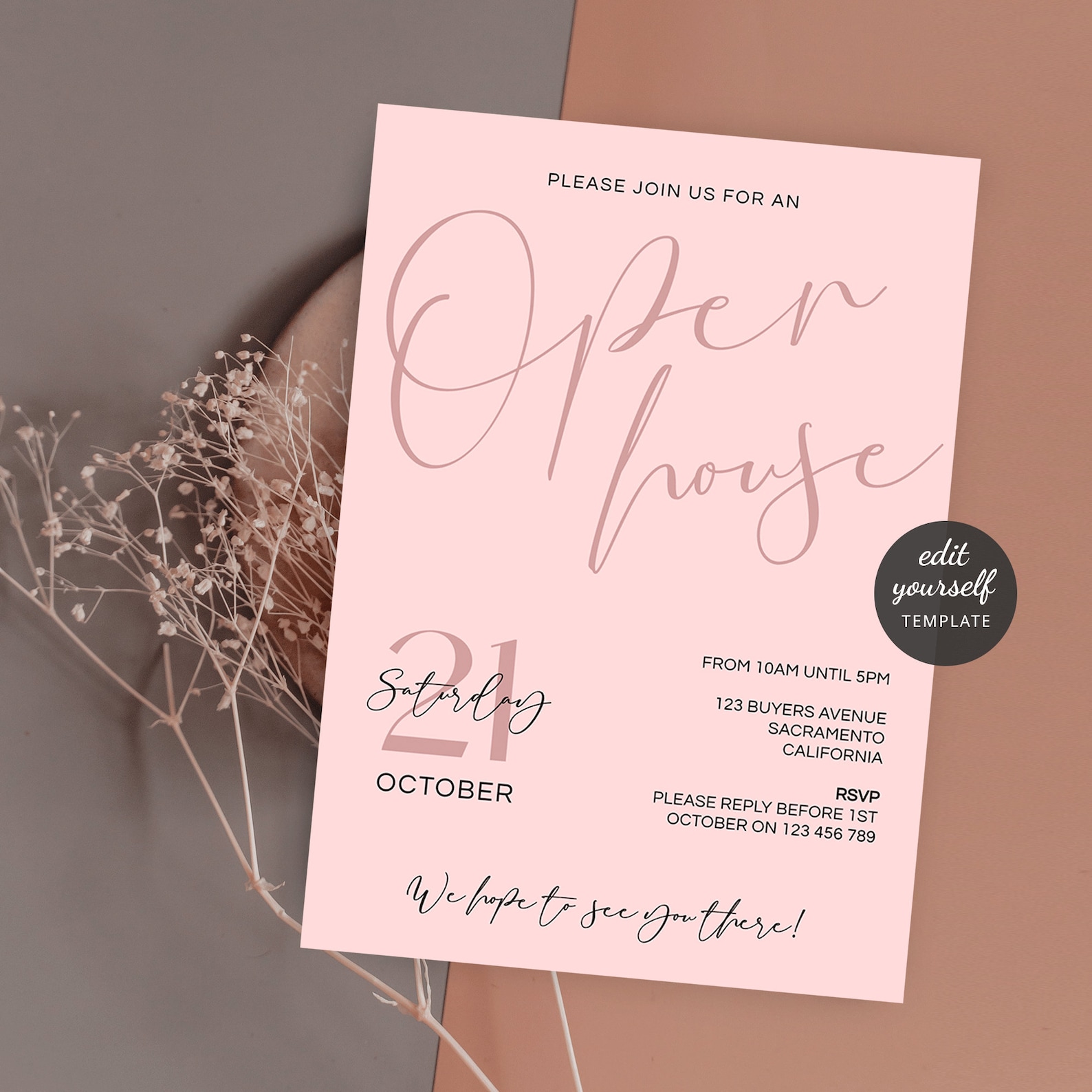 Editable Open House Invite Template Feminine Realtor - Etsy