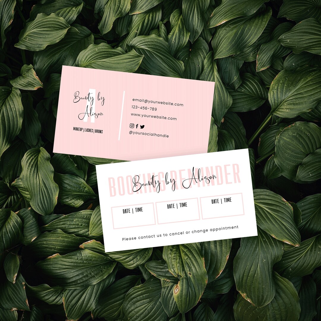 DIY Booking Reminder Template, Feminine Appointment Date & Time Cards ...