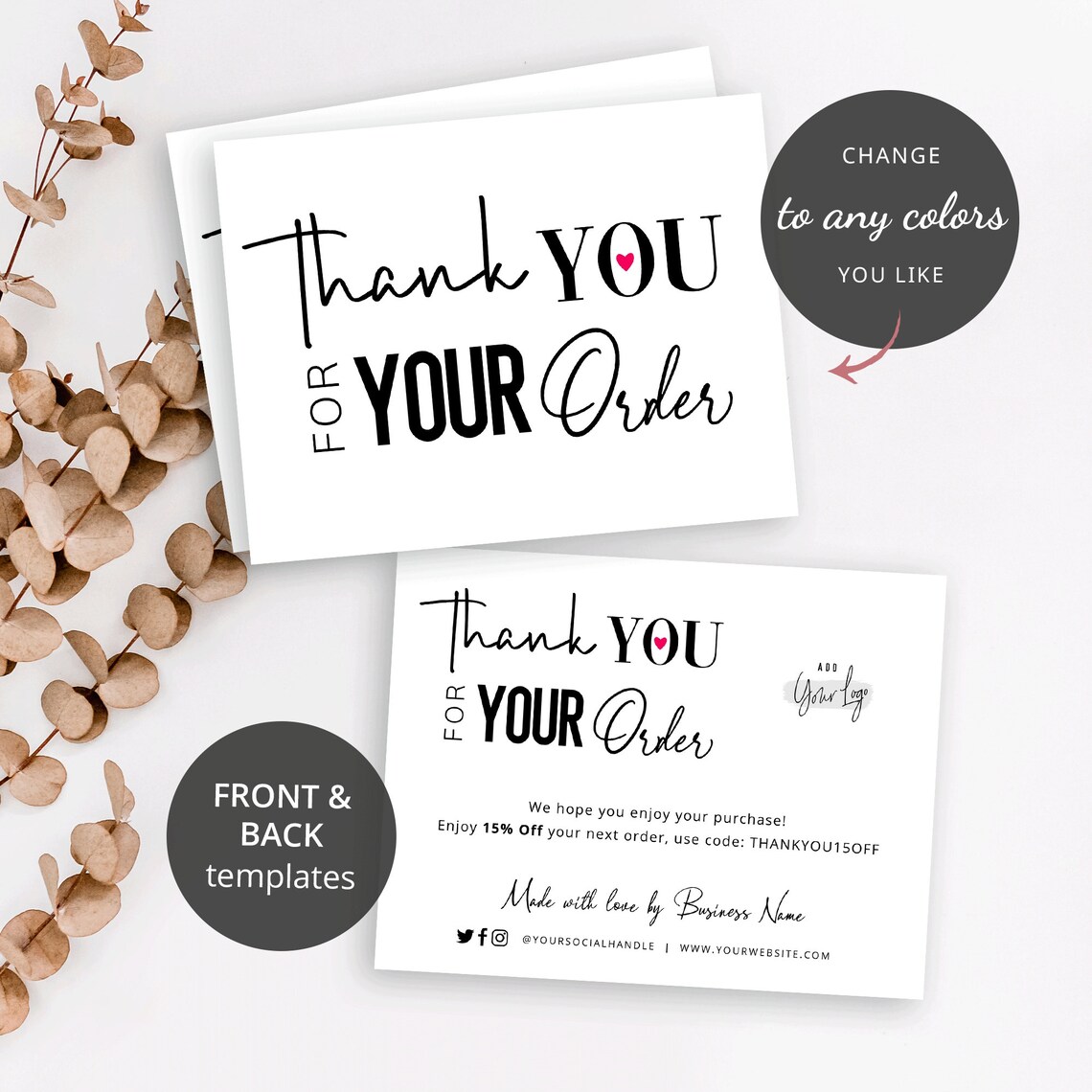 Thank You for Your Order Template Editable Thank You Note - Etsy