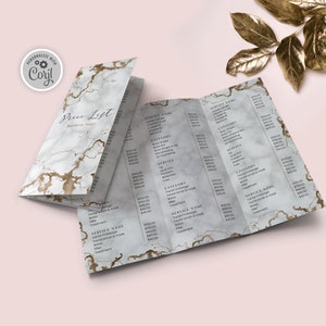 Tri-fold Salon Price List Template, DIY Marble & Gold Beauty Services ...