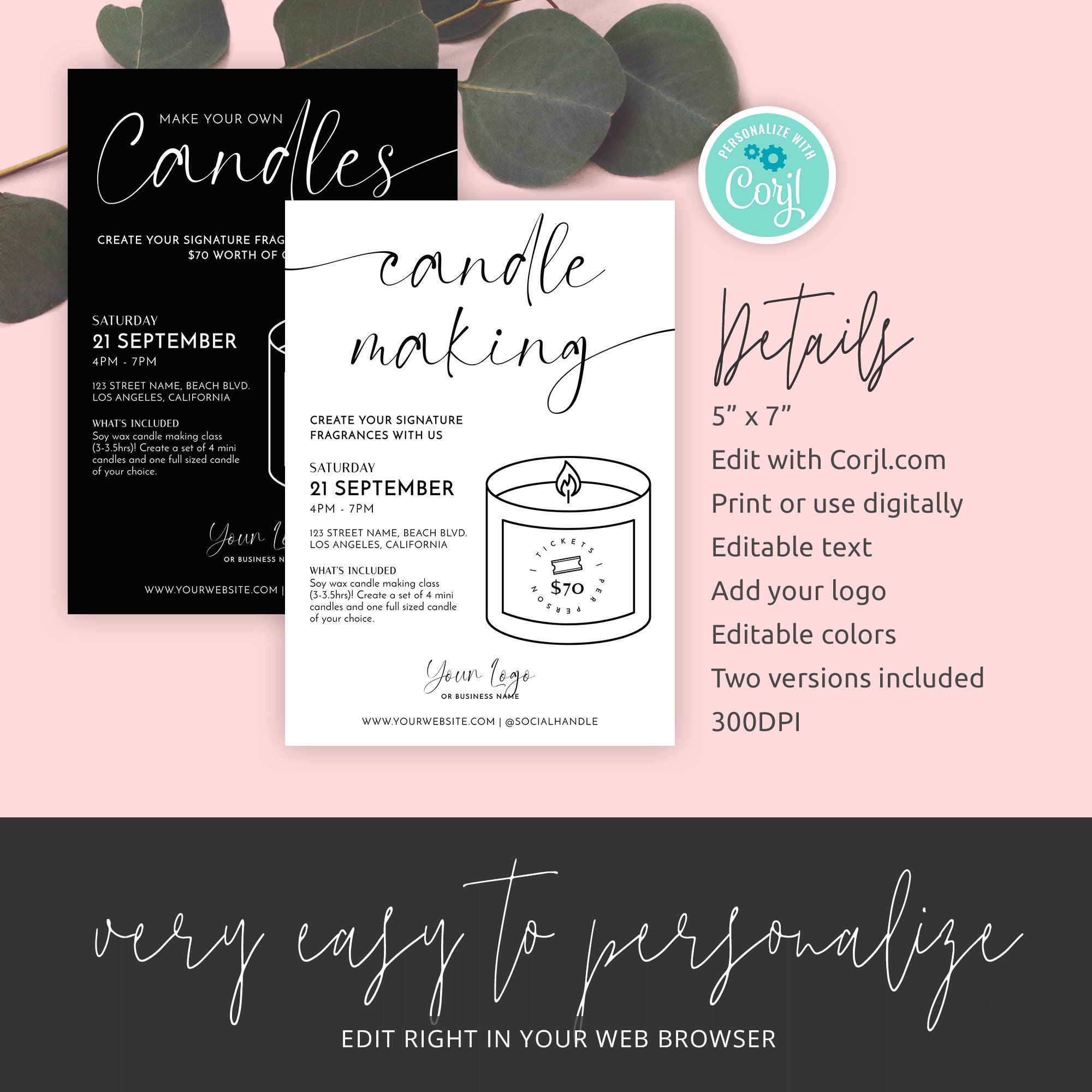 DIY Candle Class Flyer Template, Minimal Candle Making Promo, Fragrance ...