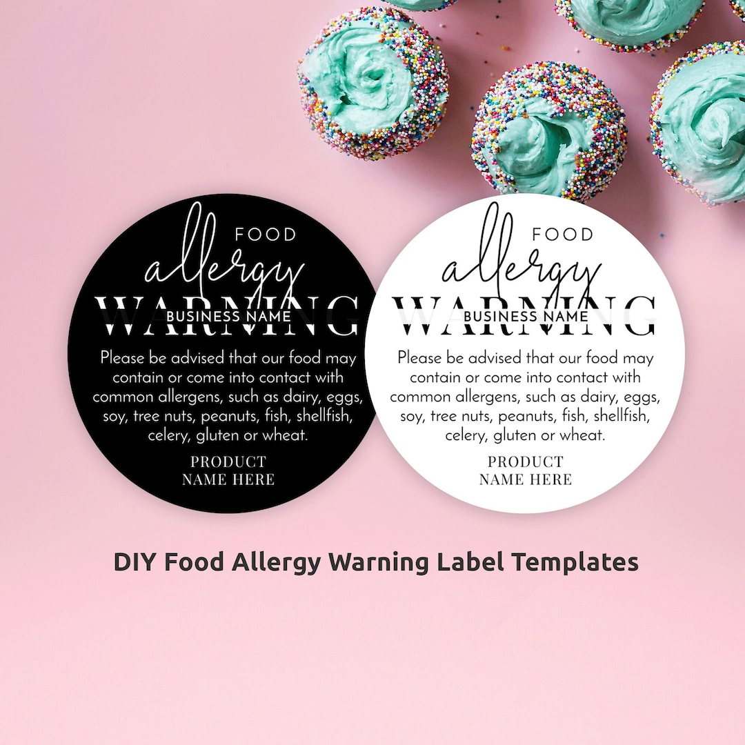 Food Allergy Warning Label Template, Minimalist Allergens Sticker 1.5 ...