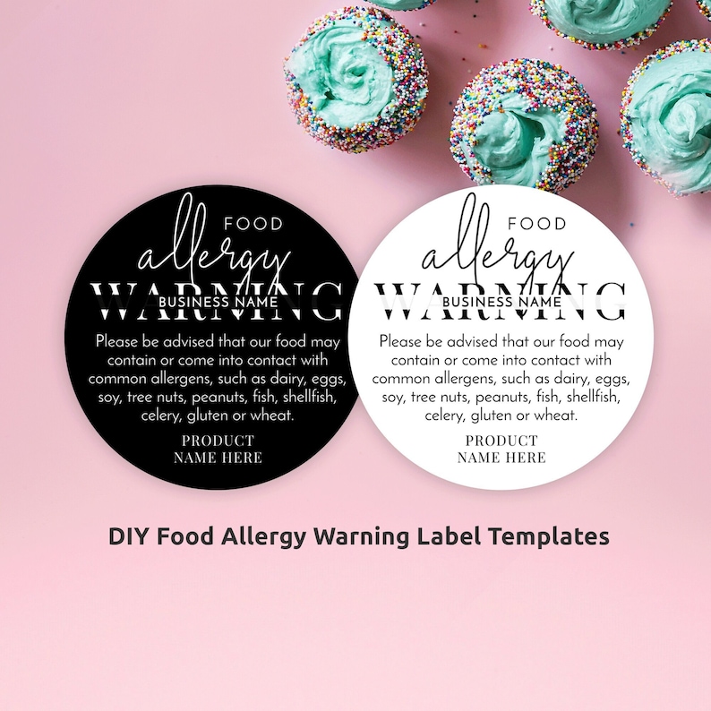 Food Allergy Warning Label Template Minimalist Allergens - Etsy