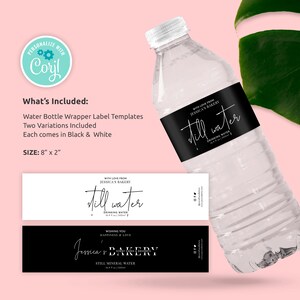 Minimalist Water Bottle Label Template, Editable Still Water Wrap ...