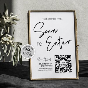 Boho Raffle QR Code Sign Template, Scannable Enter to Win 8x10" Poster ...