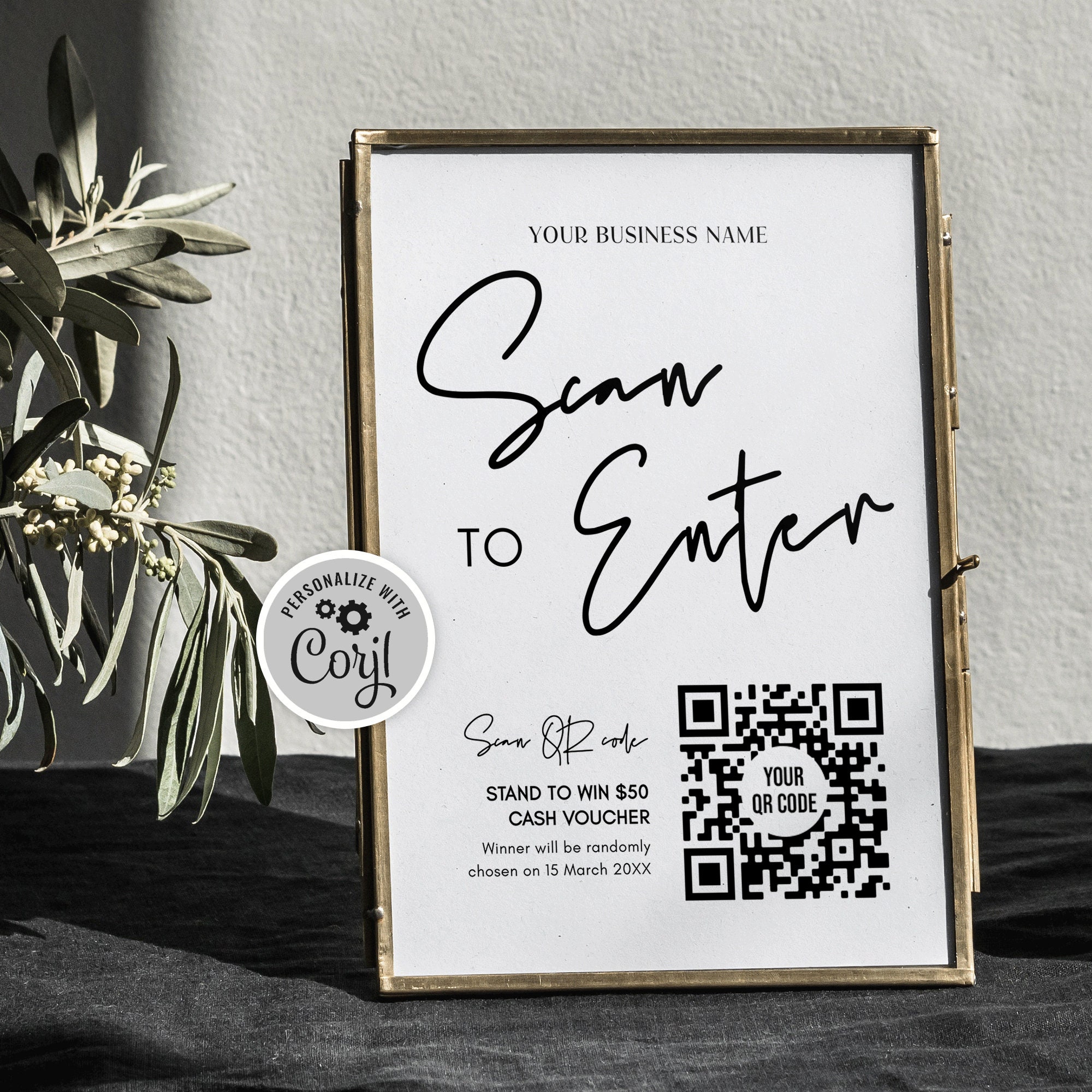 Boho Raffle QR Code Sign Template, Scannable Enter to Win 8x10" Poster ...