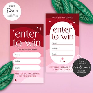 Trendy Pink Raffle Tickets Template, Custom Enter to Win Name Cards ...