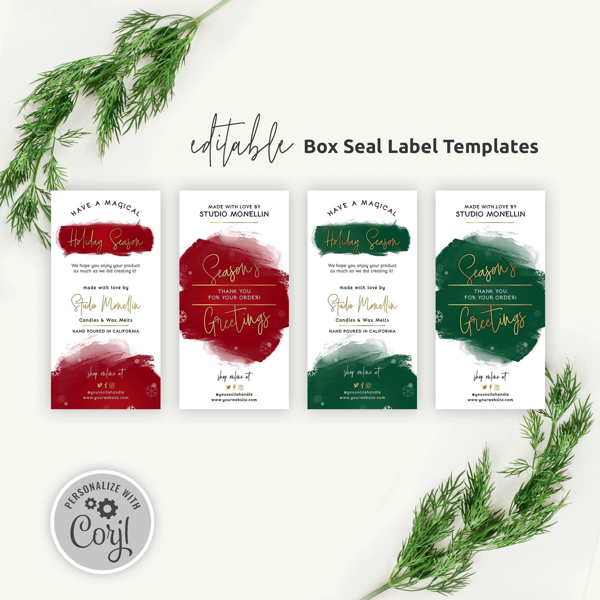 Christmas Box Seal Label Templates Editable Parcel Stickers | Etsy