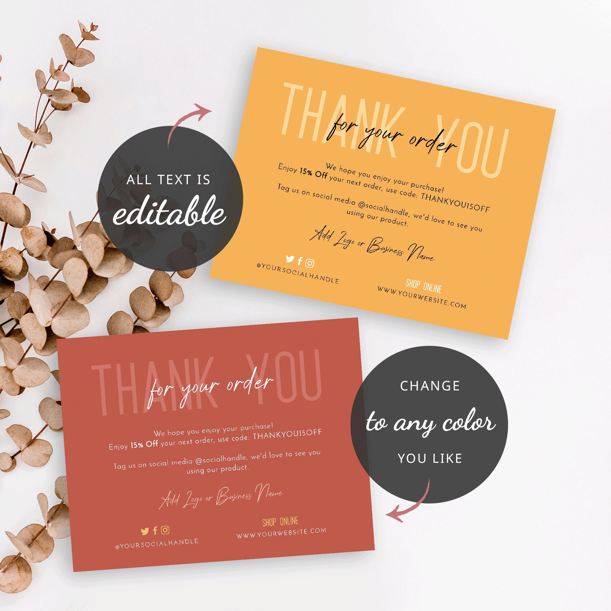 Editable Thank You for Order Card Design Business Thank You - Etsy Canada