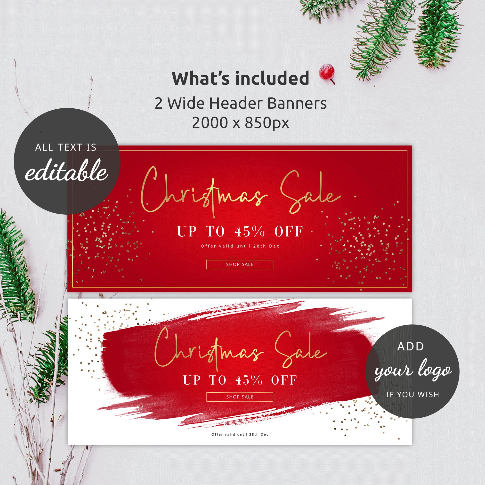 Christmas Website Banner Template Editable Holiday Web - Etsy