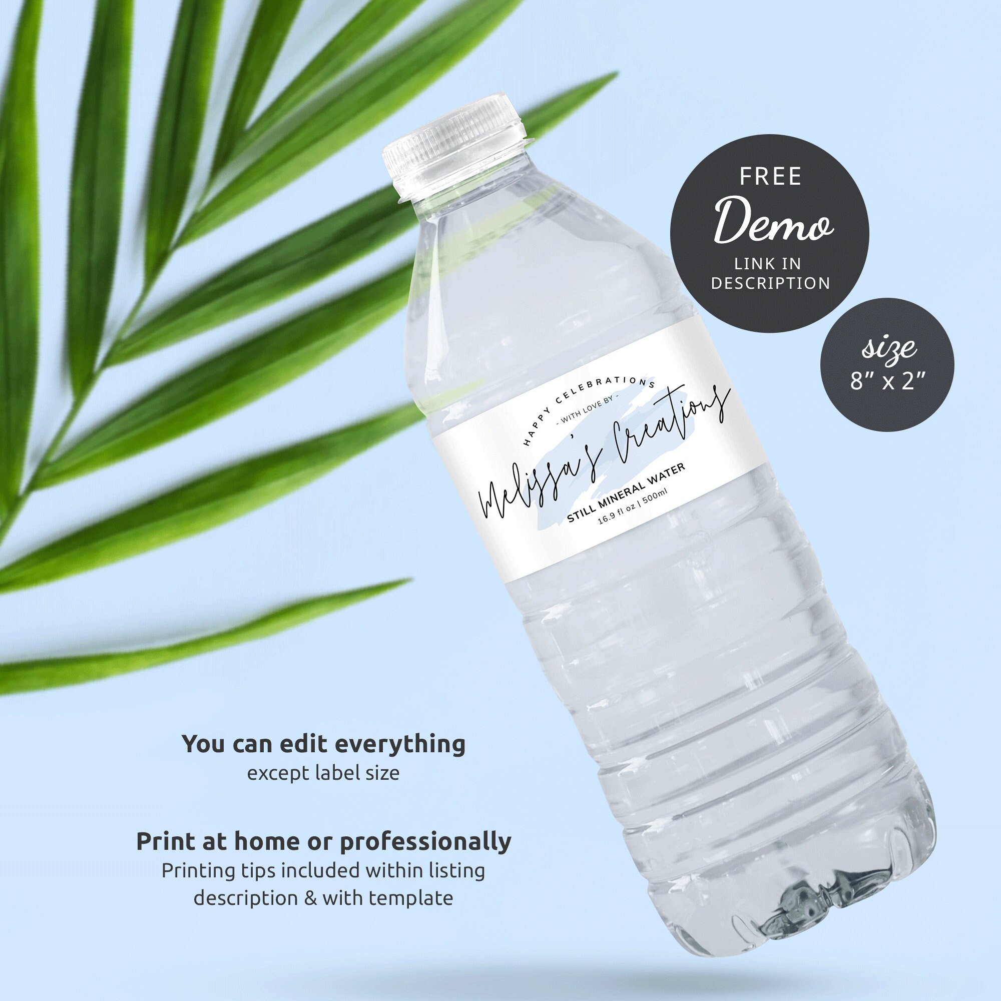 Editable Water Bottle Label Template Custom Still Water - Etsy