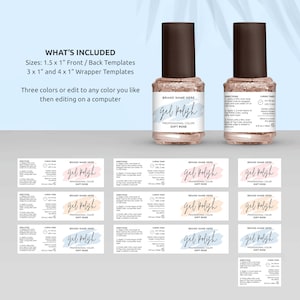 Feminine Nail Polish Label Template, Editable Gel Polish Bottle Wrapper ...