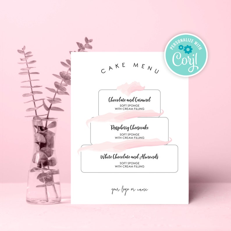 Editable Cake Flavor Sign Printable Cake Menu Template | Etsy