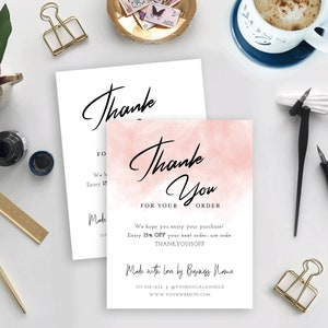 Editable Thank You for Order Cards, Printable Thank You Card Template ...