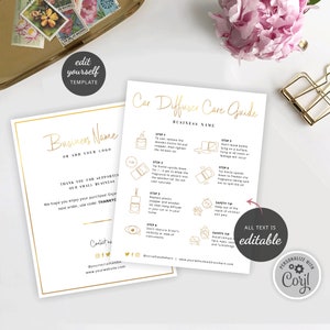 Car Bottle Diffuser Care Card Template, Hanging Car Air Freshener ...