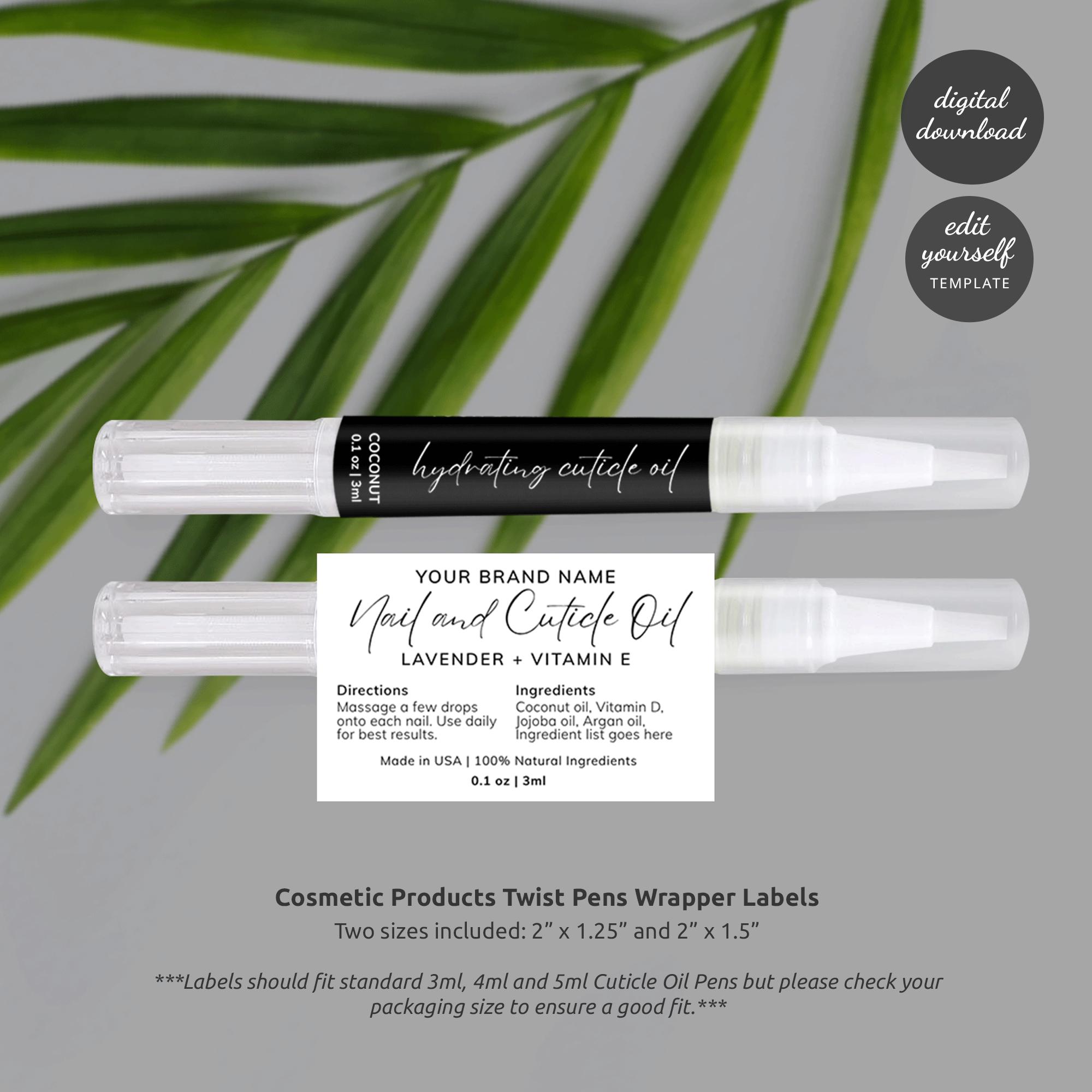 Cuticle Oil Pen Label Canva Template, Minimalist Customizable Cosmetic ...